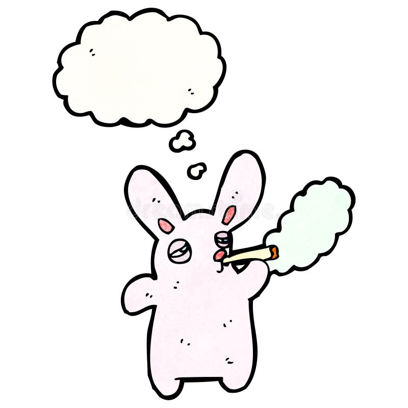 Cartoon Pink Rabbit Smoking Cigarette Stock Vector - Illustration of ...