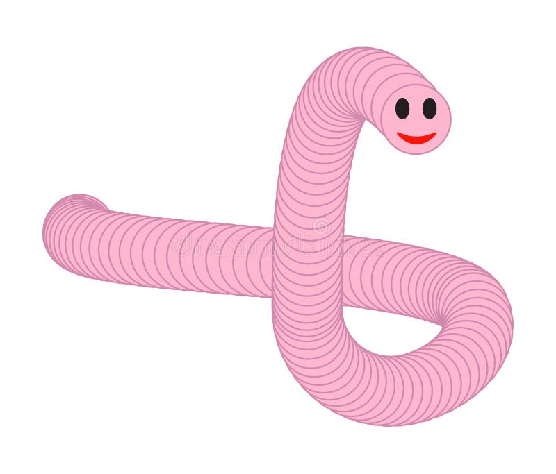 Cartoon Pink Worm Isolated on White Background Stock Vector ...