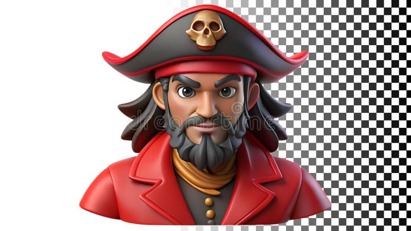 Cartoon Pirate Character, Adventurous Sailor with Beard Illustration ...