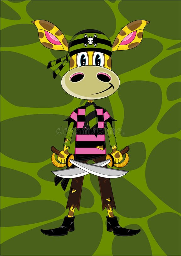 Cartoon Pirate Giraffe stock vector. Illustration of pirates - 95658650