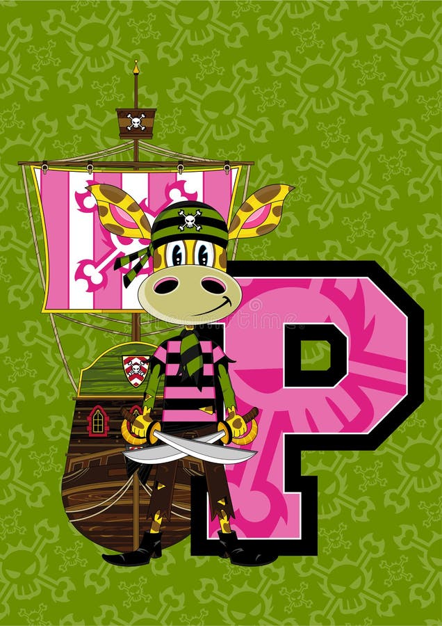 Cartoon Pirate Giraffe stock vector. Illustration of skull - 95658701