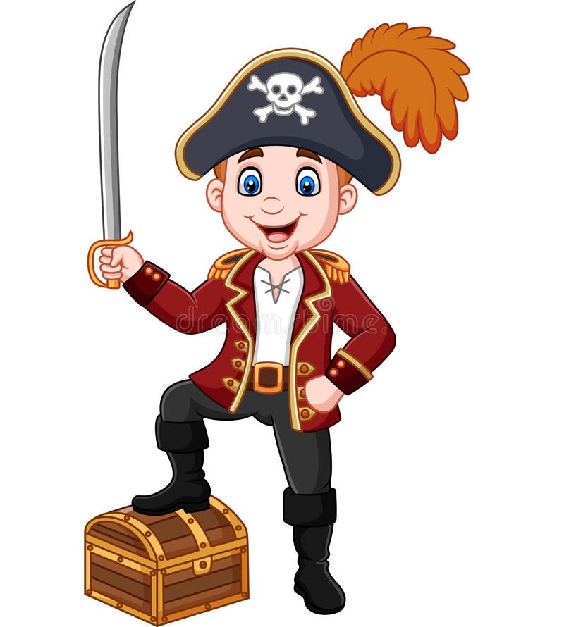 Cartoon Pirate Holding a Sword Stock Vector - Illustration of party ...