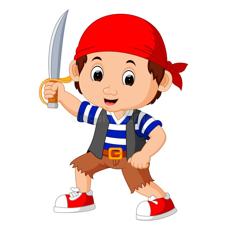 Cartoon Pirate Holding a Sword Stock Vector - Illustration of people ...