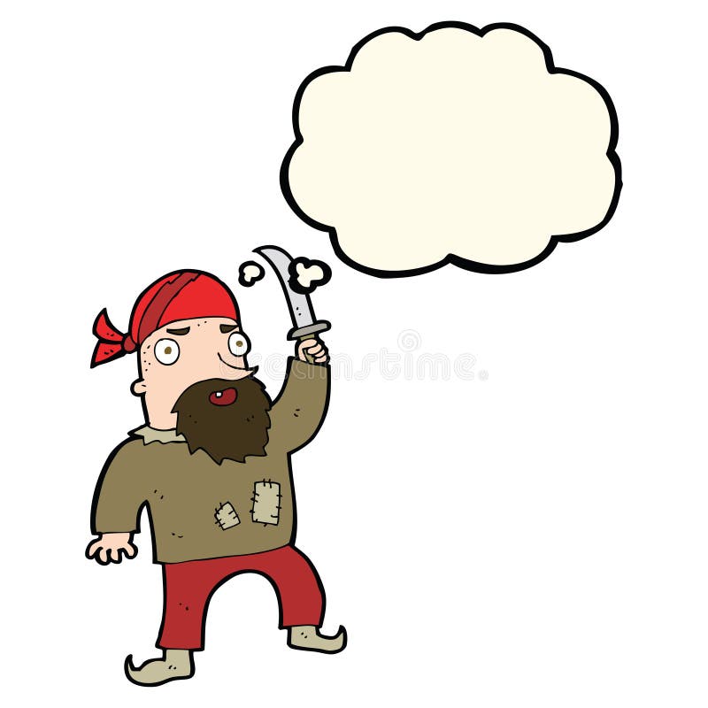 Cartoon Pirate with Thought Bubble Stock Illustration - Illustration of ...