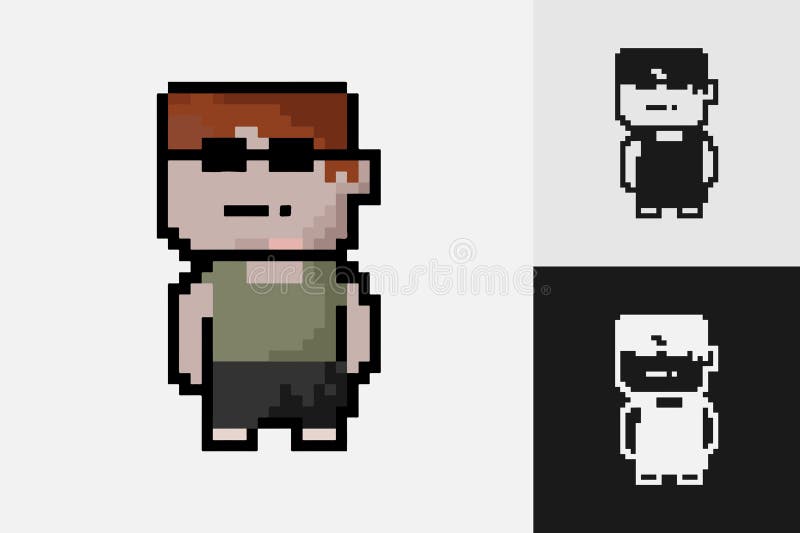 Cartoon Pixel Art Style Characters in Different Colors. Isolated Vector ...