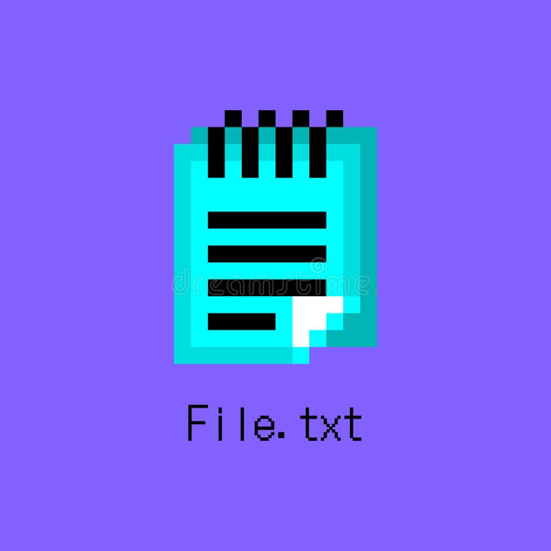 Cartoon Pixel Art Txt File Format Document Icon. Vector Stock Photo ...