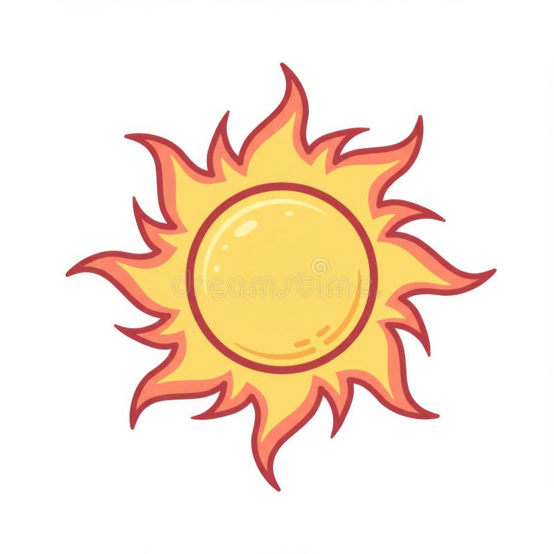 Cartoon Pixel Sun Vector Illustration with Yellow Orange and Red Fire ...