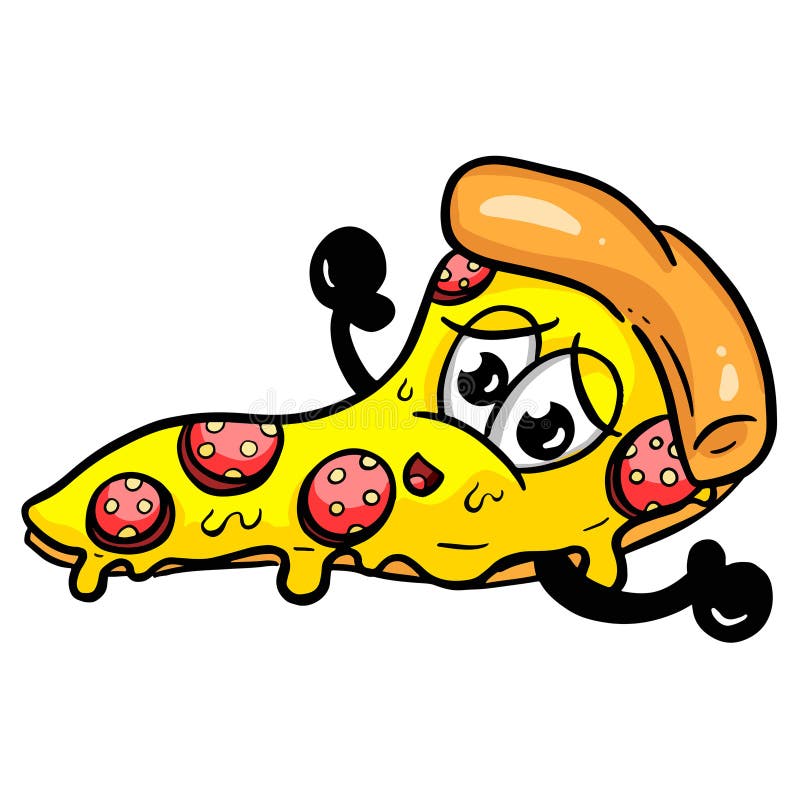 Cartoon Pizza Character Cheese and Pepperoni Slice Illustration Stock ...