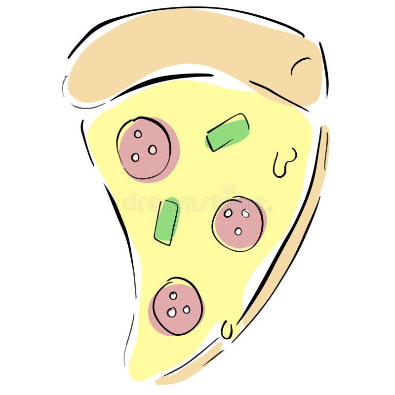 Cartoon Pizza Cheese and Pepperoni Slice Illustration Stock ...