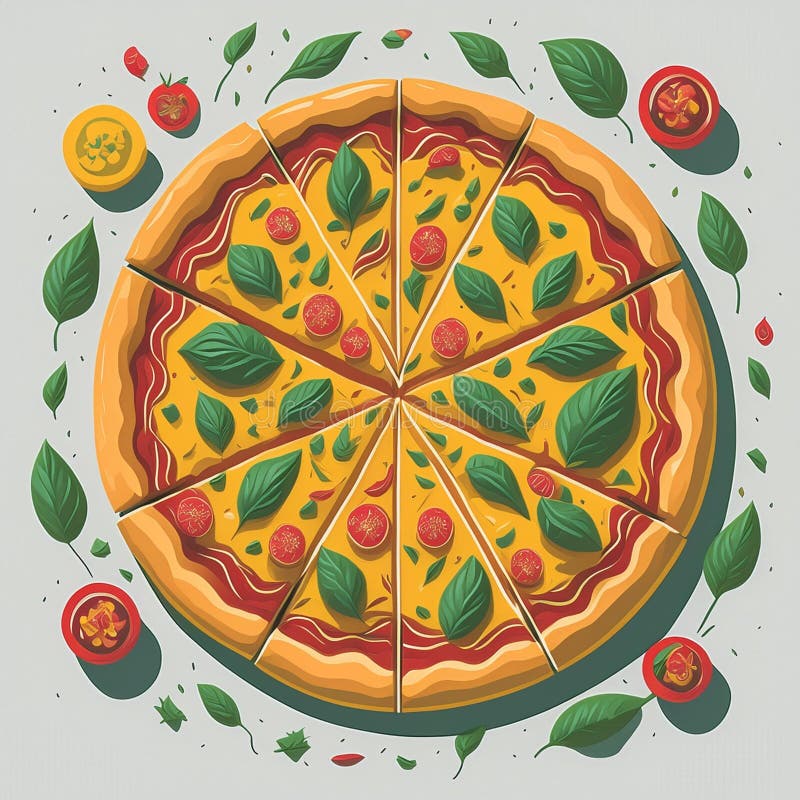 A Cartoon Pizza stock illustration. Illustration of cake - 319027547