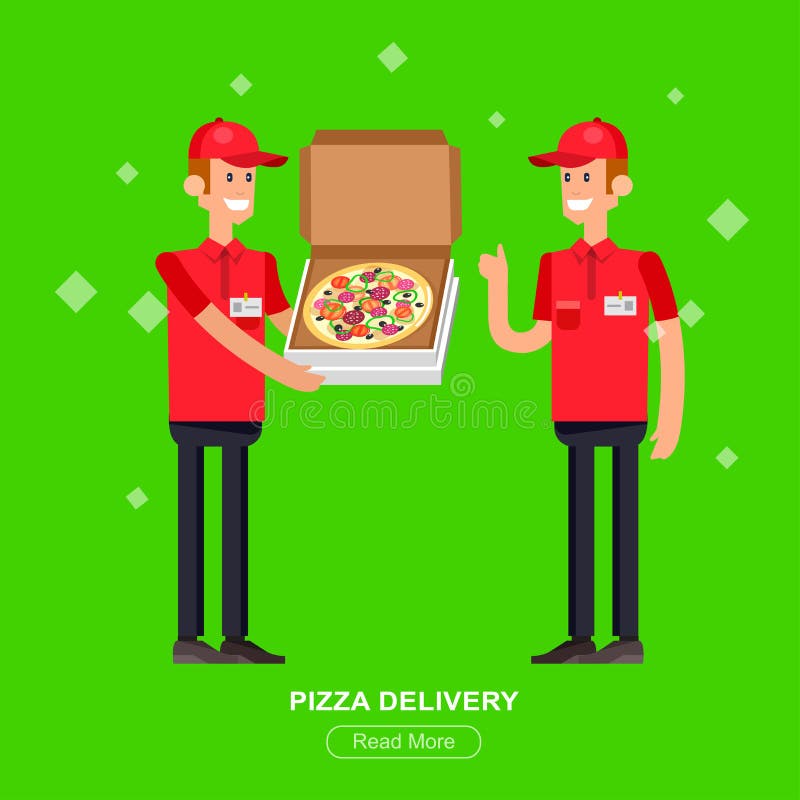 Cartoon pizza delivery guy stock vector. Illustration of delivery ...