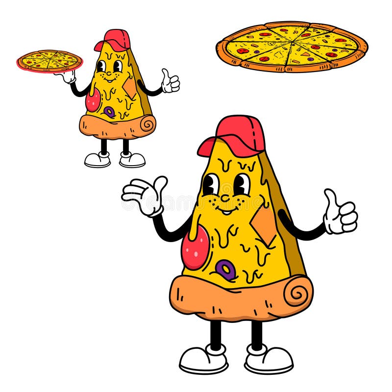 Cartoon Pizza Mascot. Pizza with Melted Cheese Cartoon Icon. Design ...