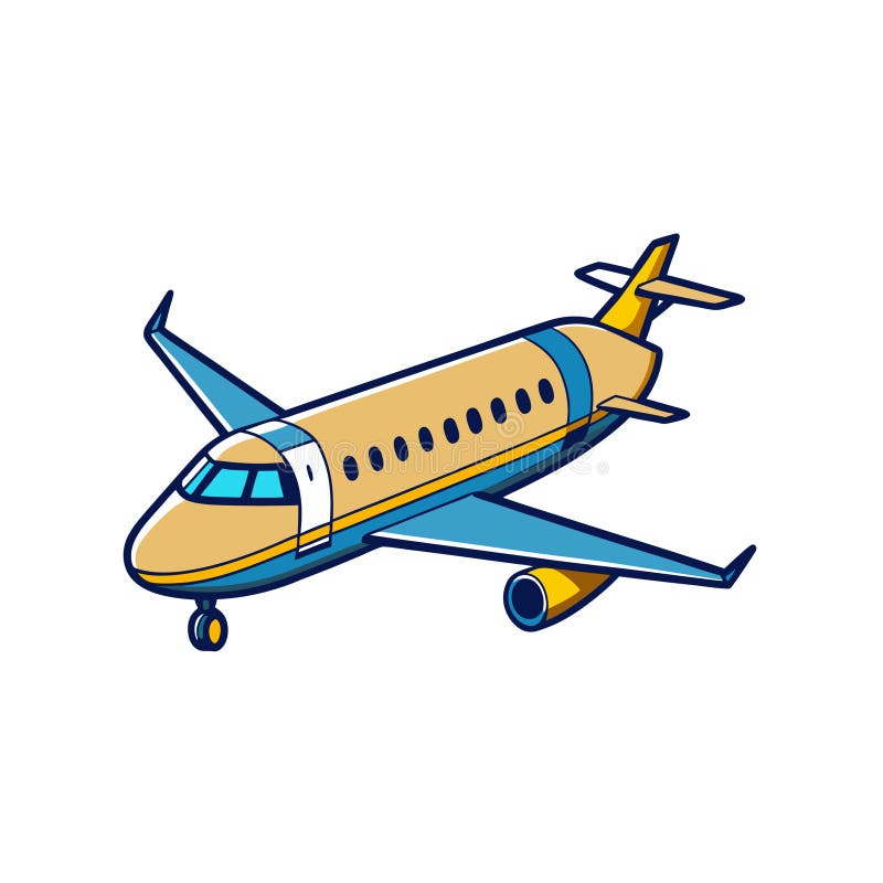 Cartoon Plane Illustration - Airplane Isolated on White Background ...