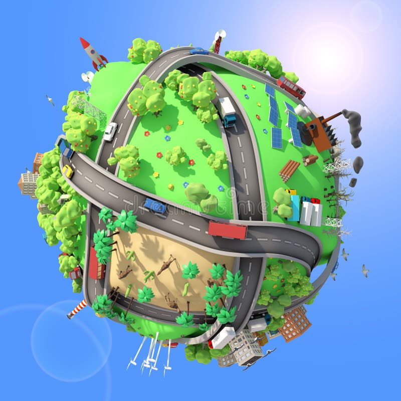 Planet City on White Background 3d Illustration Stock Illustration ...