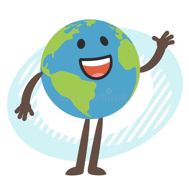 Cartoon Planet Earth Character Greeting Stock Vector - Illustration of ...