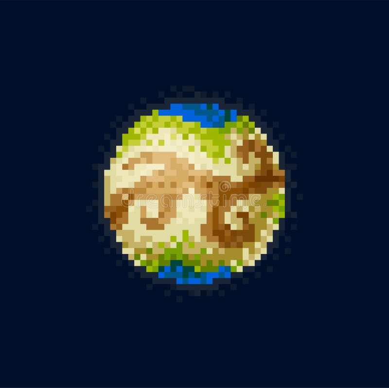 Cartoon Planet in Outer Space, Pixel Art Globe Stock Vector ...