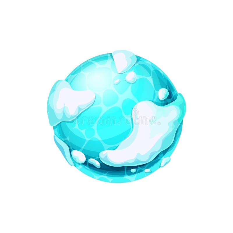 Cartoon Planet of Snow and Ice Isolated Cold Globe Stock Vector ...