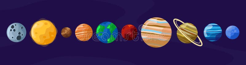 Cartoon Planets of the Solar System in Order Stock Vector ...