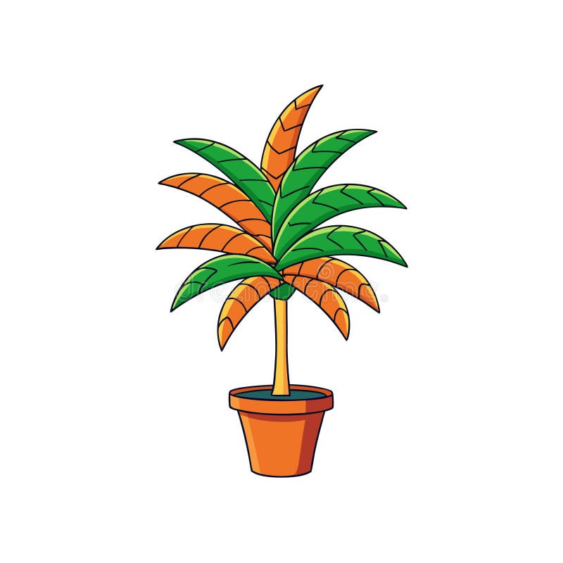 Cartoon Plant in Pot Vector Illustration Stock Illustration ...