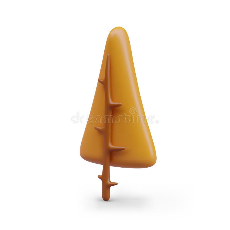 Cartoon Plant with Yellow Leaves in Triangular Form. Side View on Tree ...