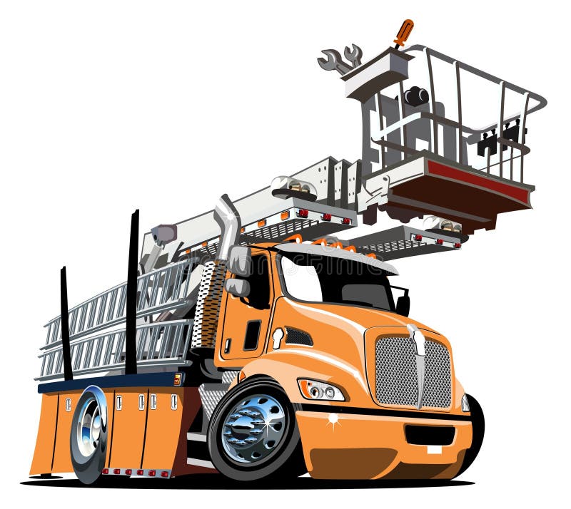 Cartoon Platform Lift Truck Stock Vector - Illustration of lorry, lift ...