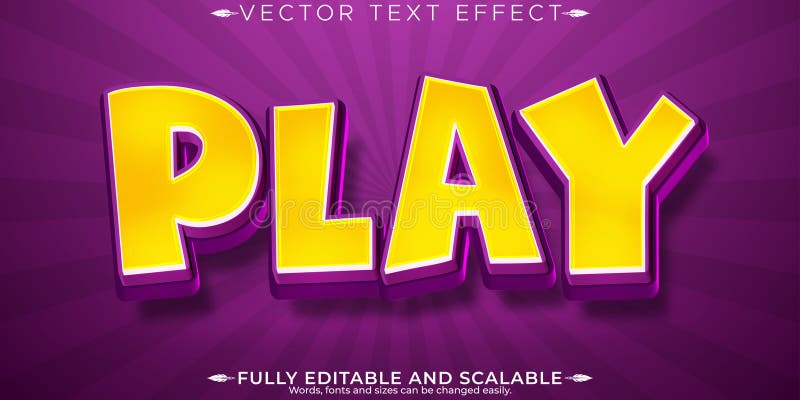 Cartoon Play Text Effect, Editable Comic and Fun Text Style Stock ...