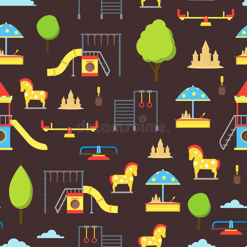 Cartoon Playground Element Seamless Pattern Background. Vector Stock ...