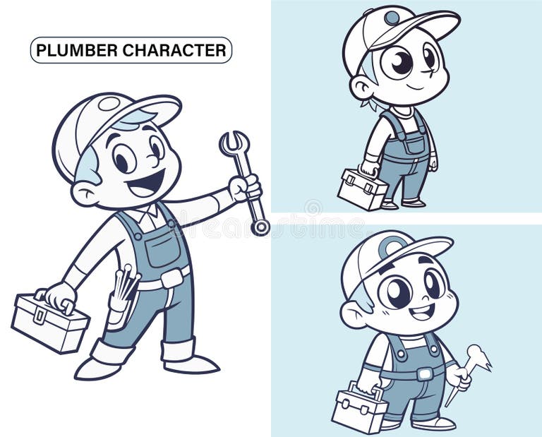 A Cartoon Plumber Character Stock Vector - Illustration of professional ...