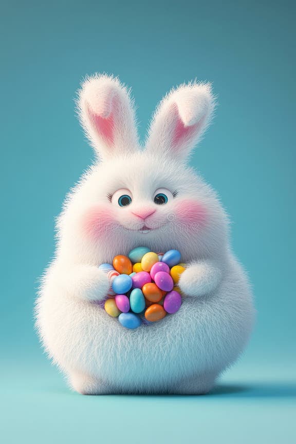 A Cartoon of a Plump, Exhausted Rabbit that Has Overindulged in Easter ...
