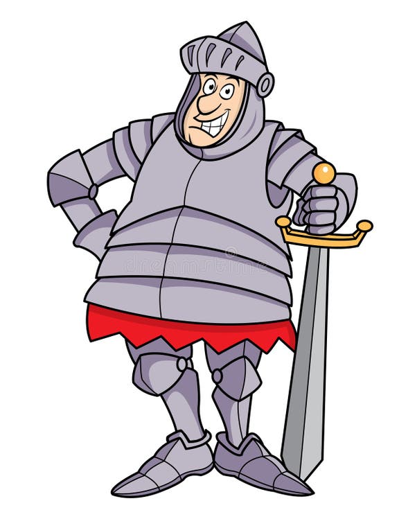 Cartoon Plump Knight in Armor Stock Vector - Illustration of happy ...