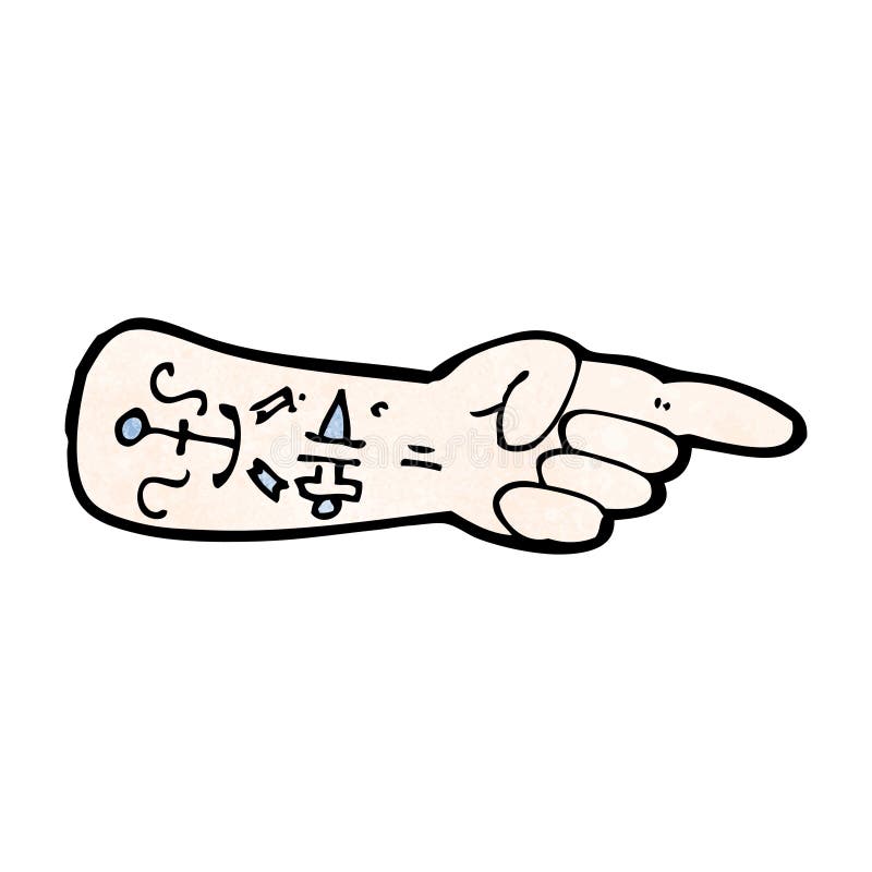 Cartoon Pointing Arm with Tattoos Stock Illustration - Illustration of ...