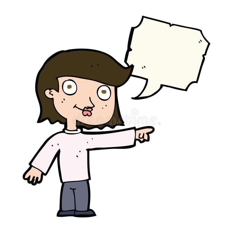 Cartoon Pointing Person with Speech Bubble Stock Illustration ...