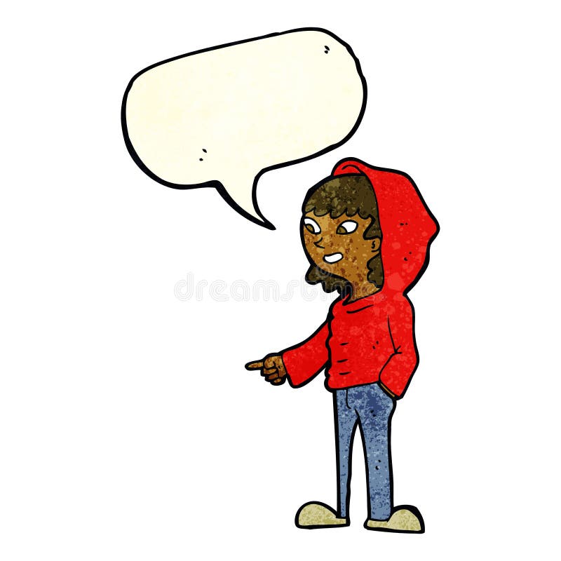 Cartoon Pointing Teenager with Speech Bubble Stock Illustration ...