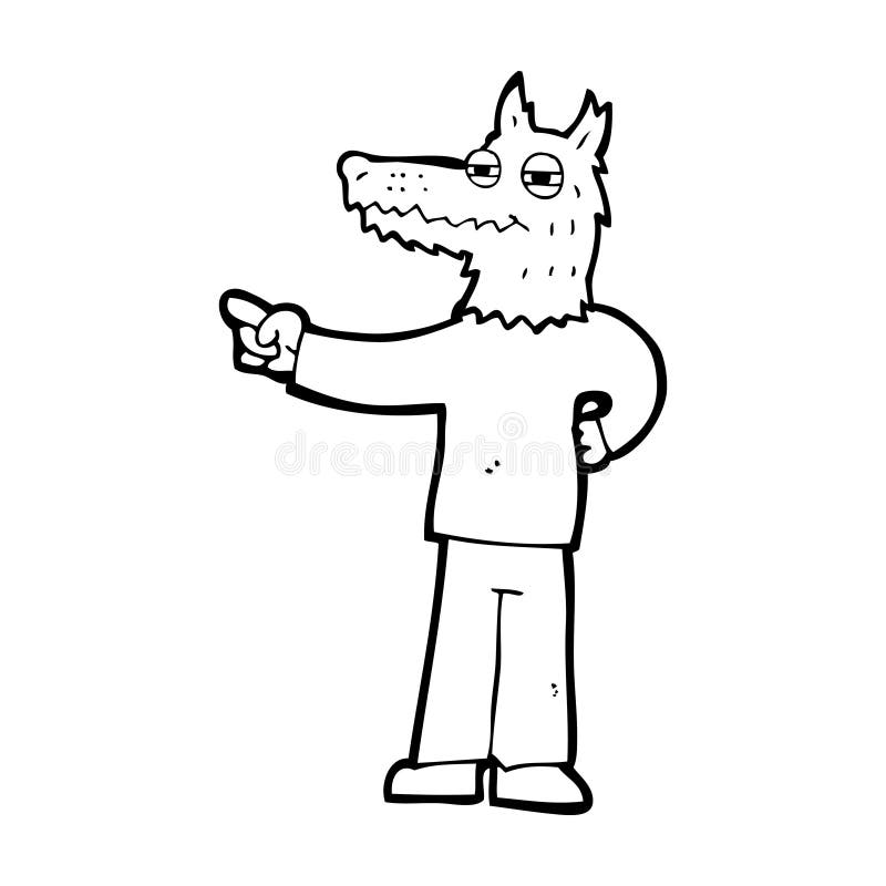 Cartoon pointing wolf man stock illustration. Illustration of ...