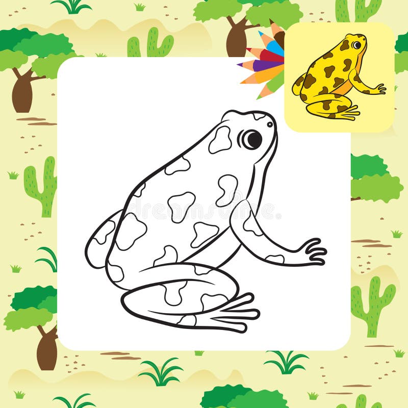 Cartoon of Poison-Dart Frog. Coloring Page Stock Vector - Illustration ...