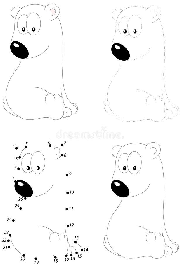 Cartoon Polar Bear. Dot To Dot Game for Kids Stock Vector ...