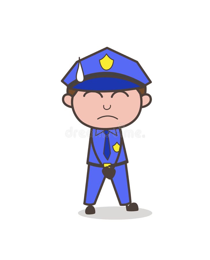 Cartoon Policeman Face with Cold Sweat Stock Illustration ...