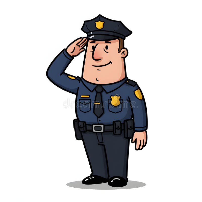 Cartoon Policeman in Uniform Saluting, Ai Generated Stock Illustration ...