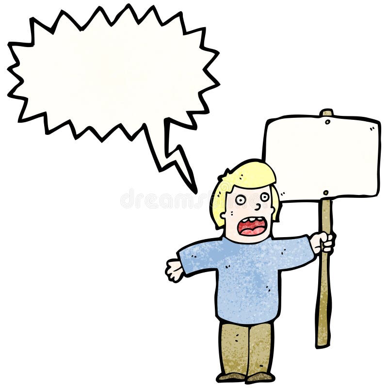 Cartoon Political Protestor with Sign Stock Vector - Illustration of ...