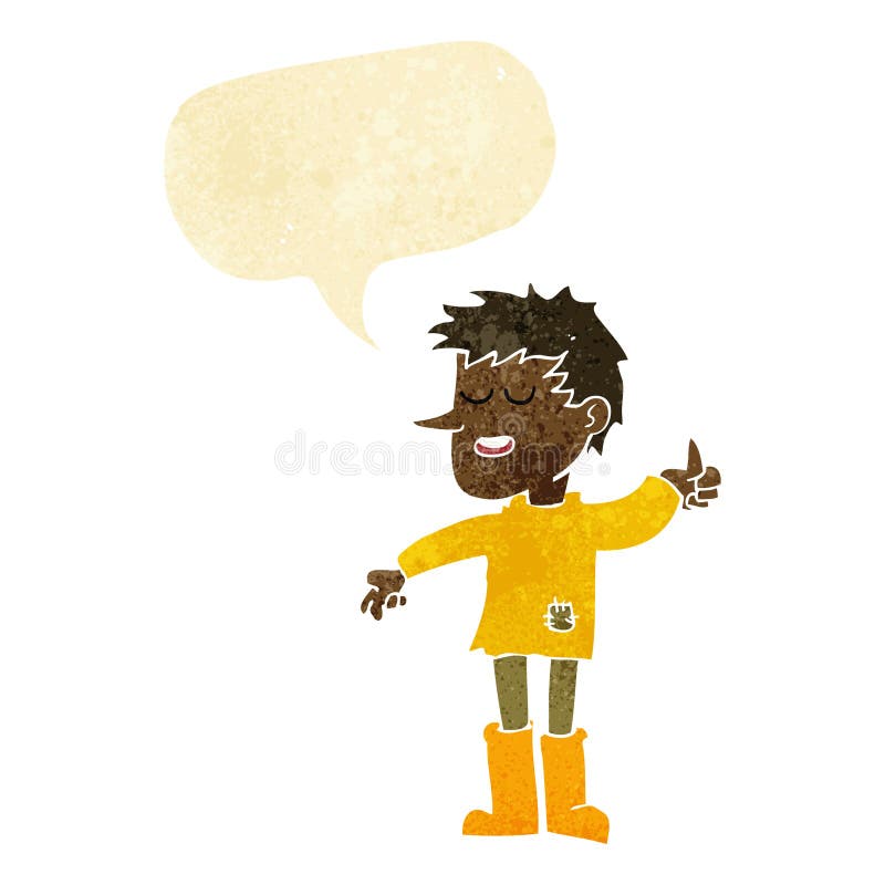 Cartoon Poor Boy with Positive Attitude with Speech Bubble Stock ...