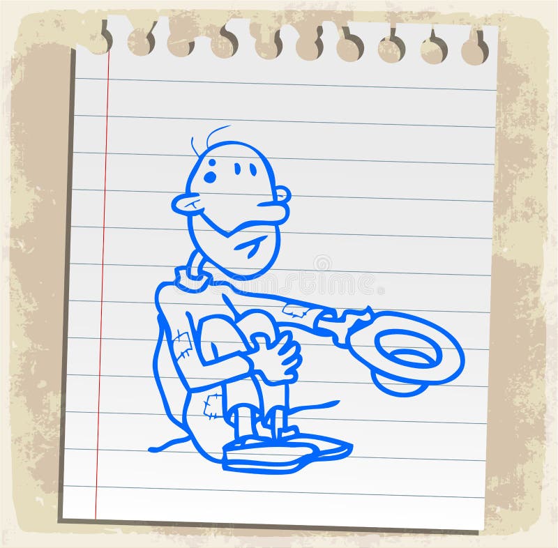 Cartoon Poor on Paper Note, Vector Illustration Stock Vector ...