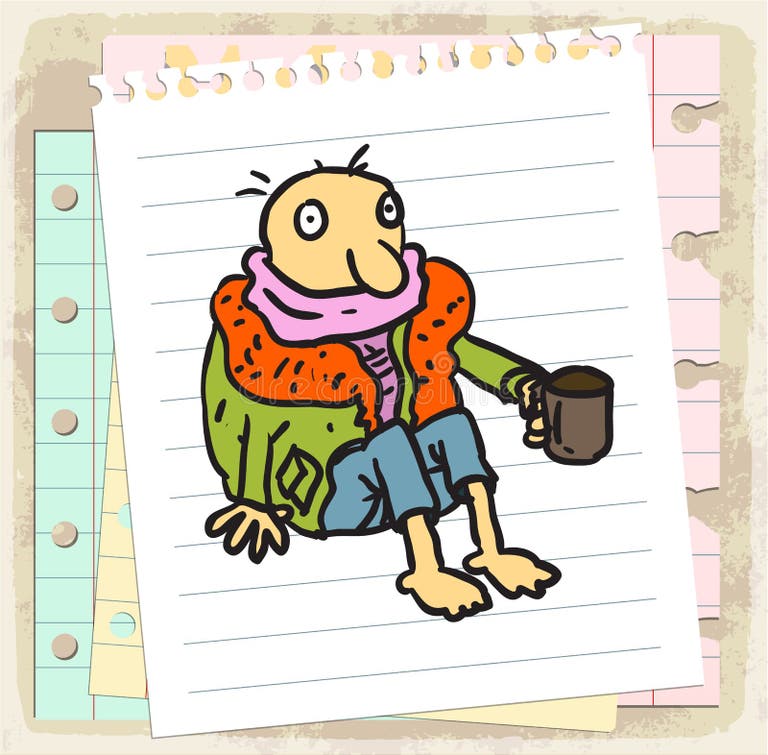 Cartoon Poor on Paper Note, Vector Illustration Stock Vector ...