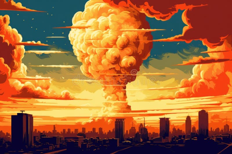 Cartoon Pop Art Background Nuclear Explosion Stock Illustration ...