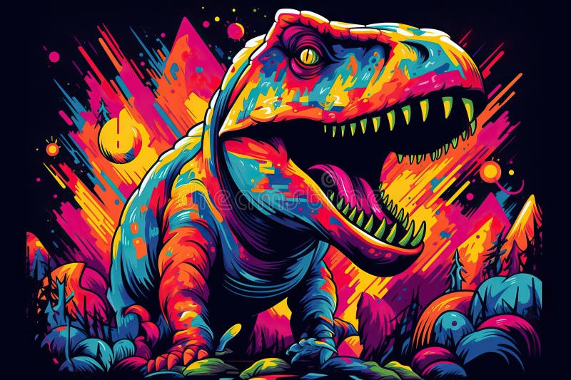 Psychedelic Dinosaur Stock Illustrations – 107 Psychedelic Dinosaur ...