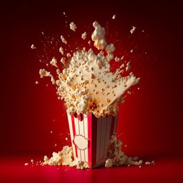 Cartoon of Popcorn Box Exploding on a Red Background Stock Illustration ...