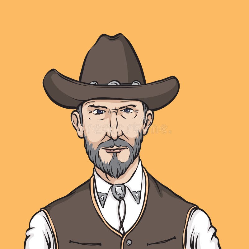 Cartoon Portrait of Wild West Rough Man Stock Vector - Illustration of ...