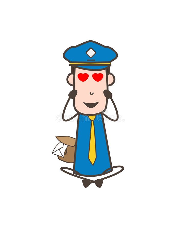 Cartoon Postboy Falling in Love Vector Stock Illustration ...