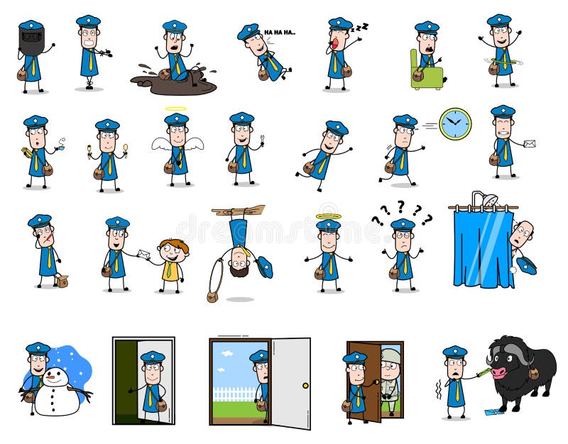 Confused - Postman Cartoon Courier Guy Vector Illustration Stock ...