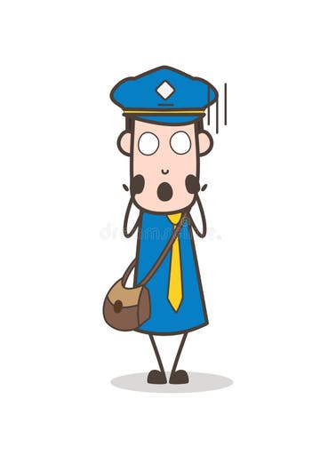 Cartoon Postman Screaming in Fear Stock Illustration - Illustration of ...