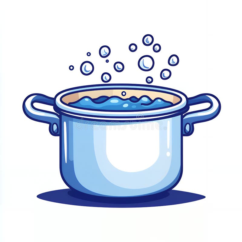 A Cartoon Pot of Boiling Water Stock Illustration - Illustration of ...